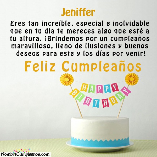 Feliz Cumpleaños Jeniffer Tartas Tarjetas Deseos